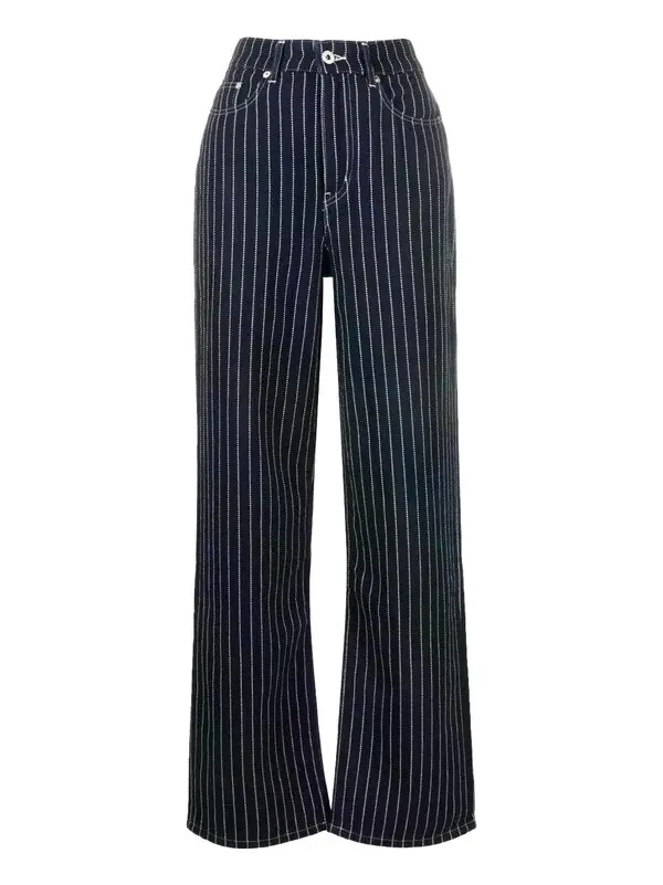 Kenzo Stripe-print Straight-leg Trousers - Blue