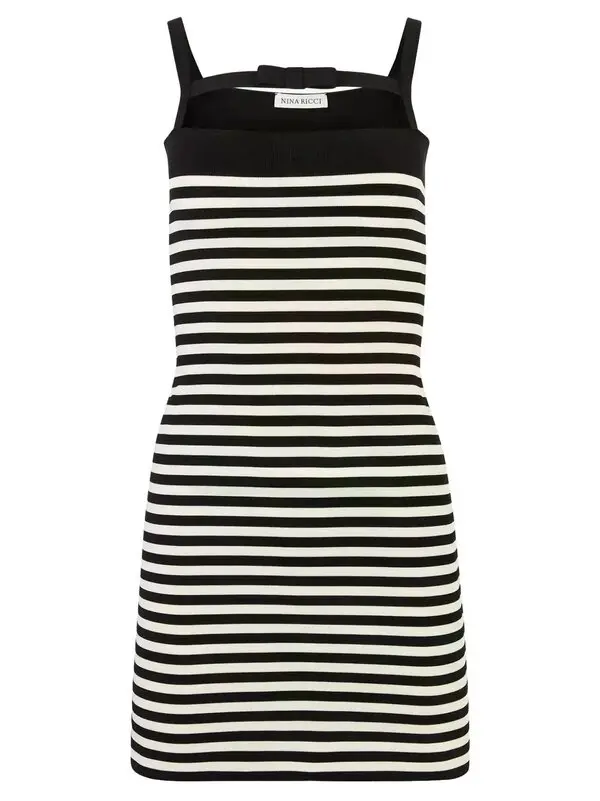 Nina Ricci Stripe-pattern Mini Dress - Black