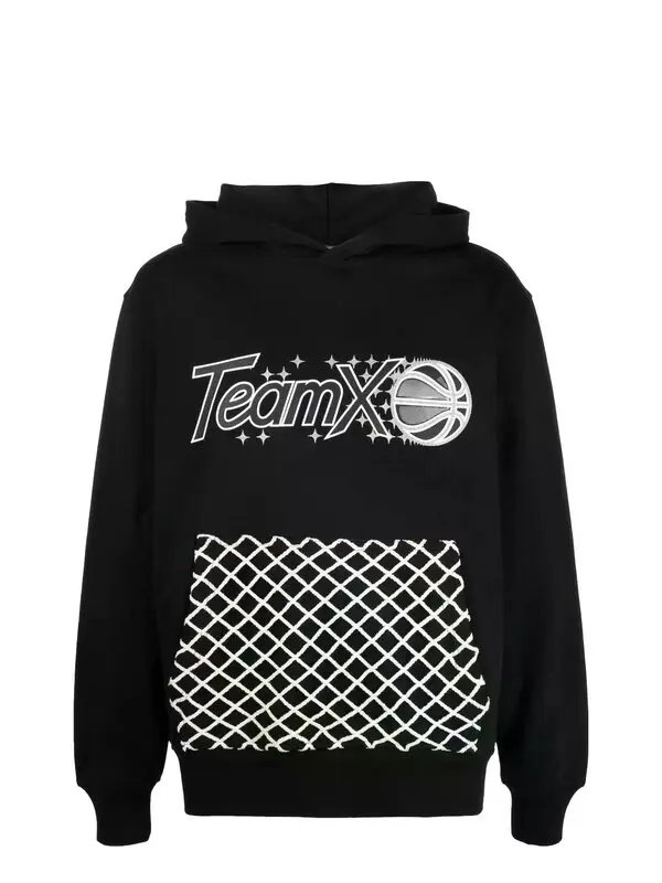 JUST DON Graphic-print Cotton Hoodie - Black