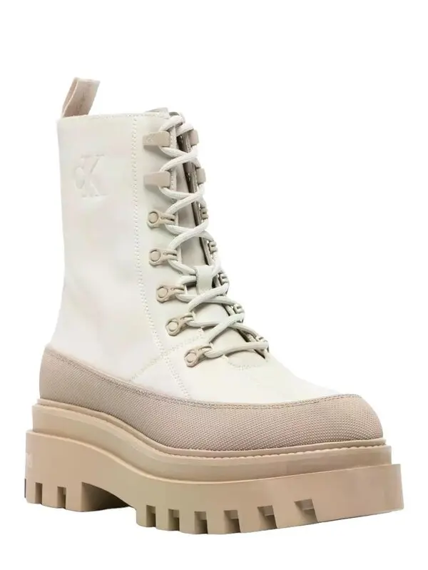 Calvin Klein Logo-debossed Leather Boots - Neutrals