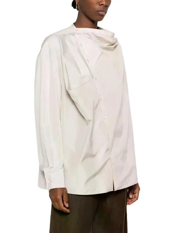 LEMAIRE Draped Silk Shirt - Neutrals