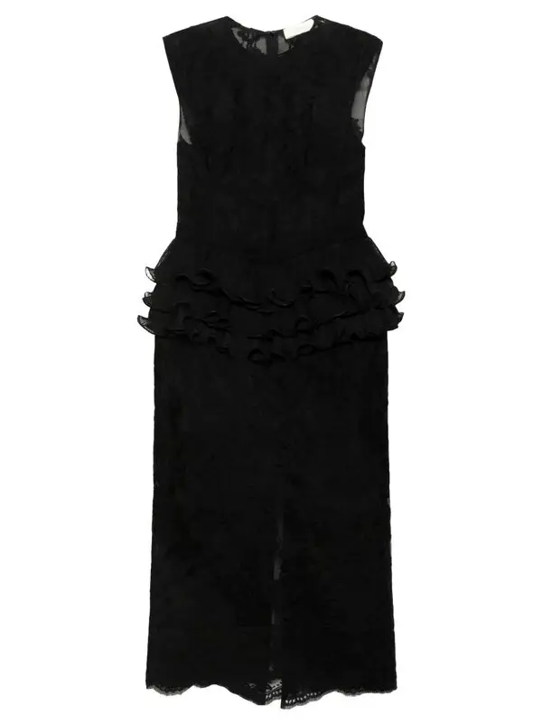 Zimmermann Crush Lace Frill Midi Dress - Black