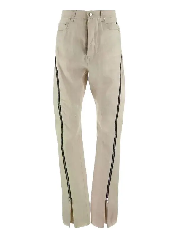 Rick Owens Straight-leg Trousers With Decorative Zip Detailing - Neutrals