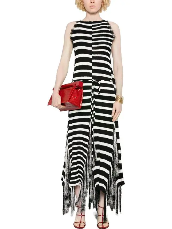 Proenza Schouler Yves Maxi Dress With Fringe Detailing - Black
