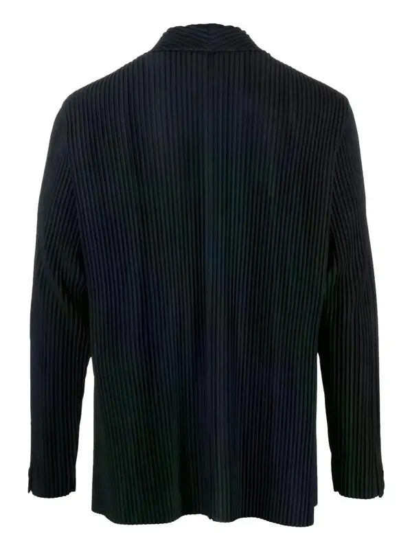 Issey Miyake Notched-lapels Pleated Blazer - Blue