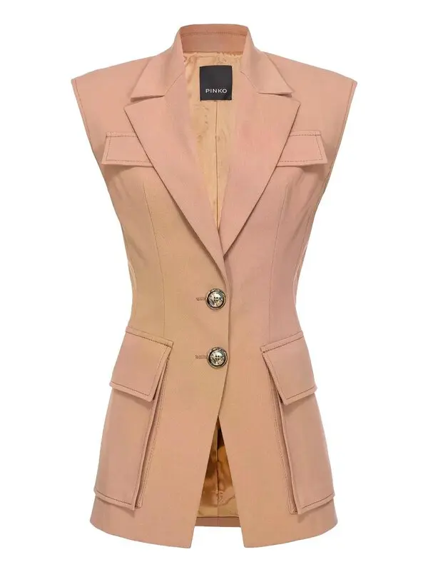 Pinko Single-breasted Twill Waistcoat - Neutrals