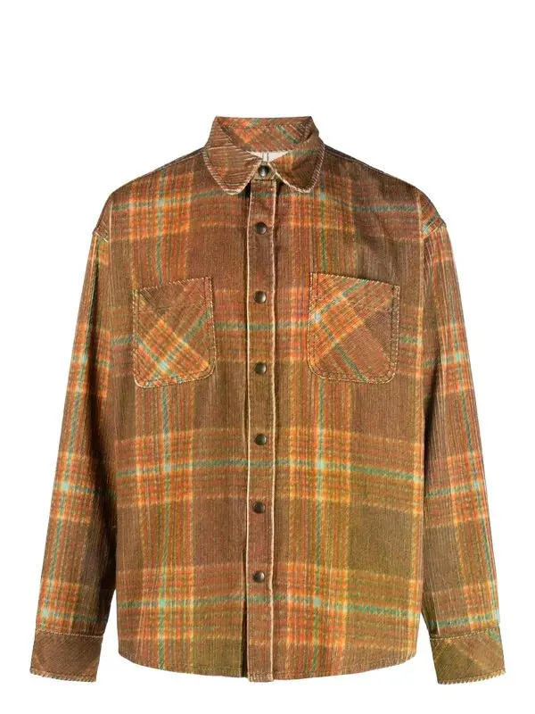 ERL Check-print Cotton Shirt - Brown
