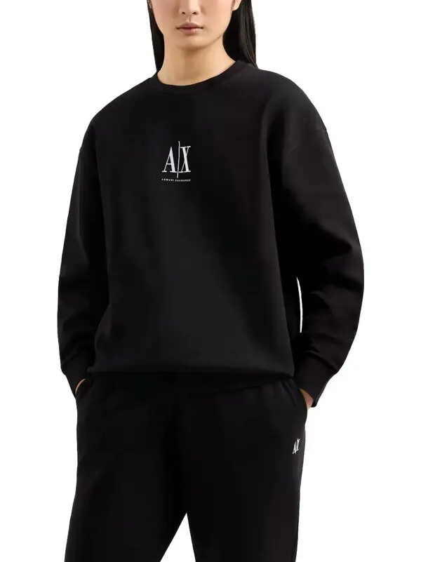 Armani Exchange Logo Embroidered Crewneck Sweatshirt - Black