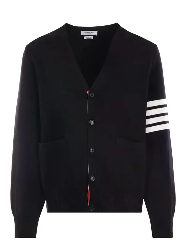 Thom Browne Stripe-detail Cotton Cardigan - Black
