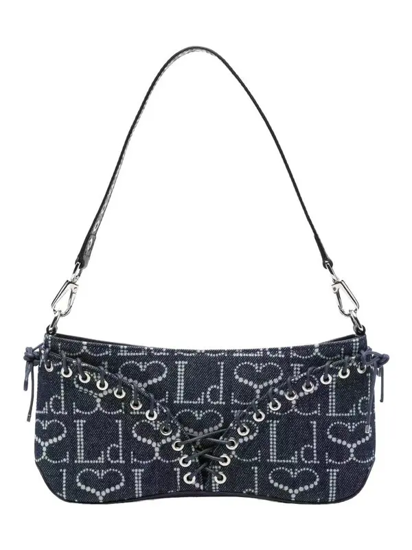 LUDOVIC DE SAINT SERNIN Monogrammed Denim Shoulder Bag - Blue