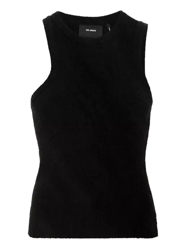 Axel Arigato Ribbed Knit Asymmetric Tank Top - Black