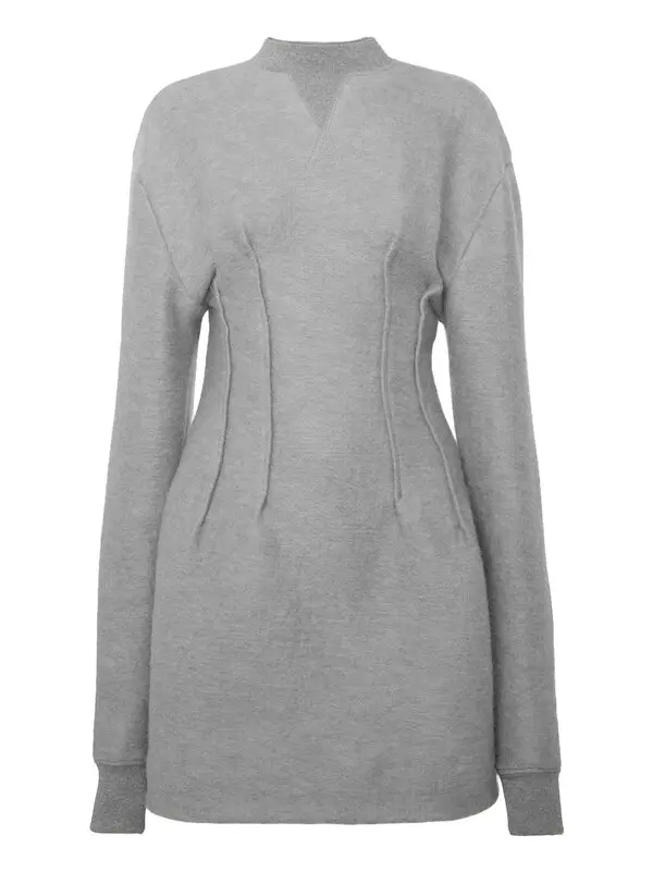 JW Anderson Textured Long-sleeve Hourglass Dress - Grey