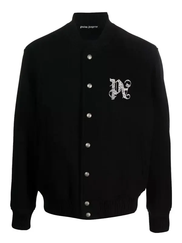 Palm Angels Monogram-embroidered Bomber Jacket - Black