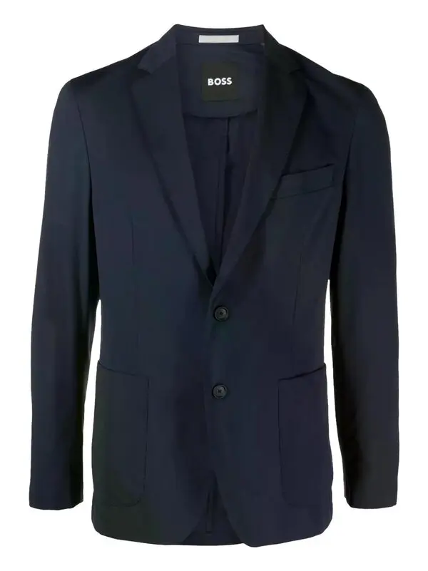 BOSS Notched-lapels Single-breasted Blazer - Blue