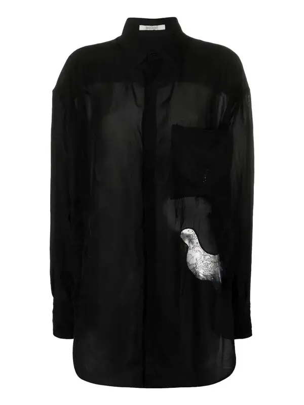 Gauchère Floral Lace-appliqué Satin-finish Shirt - Black
