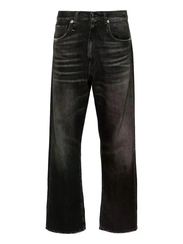 R13 Logo Patch Straight Leg Jeans - Grey