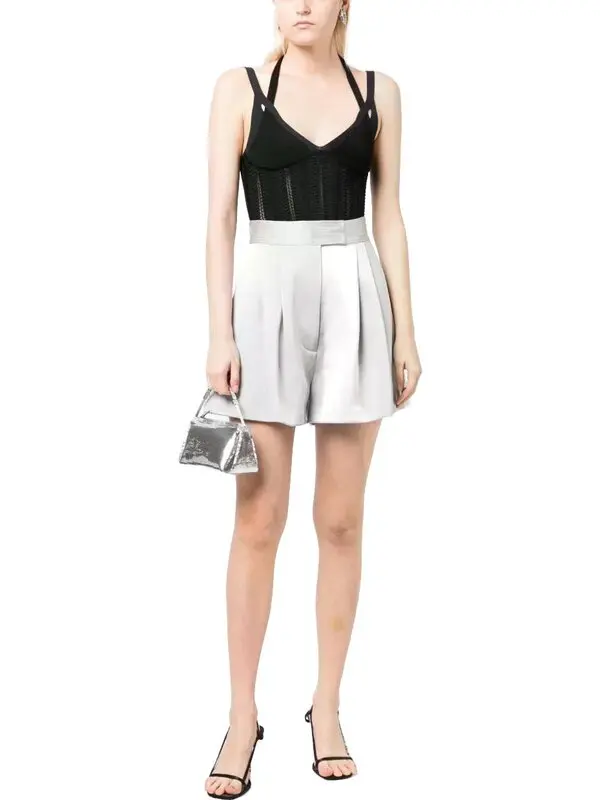 Alex Perry Pleated High-waisted Shorts - Grey