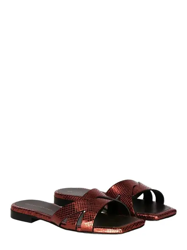 GIULIANO GALIANO Leather Slides - Red