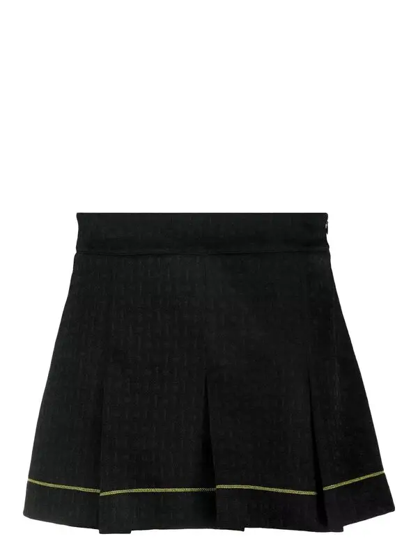 GANNI Contrast Trim Pleated Miniskirt - Black