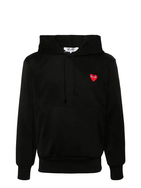 Play Comme Des Garcon Heart-print Pullover Hoodie - Black