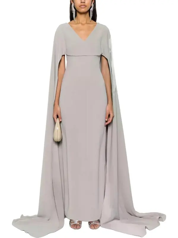 Solace London Morgan Maxi Dress With Cape Effect - Grey