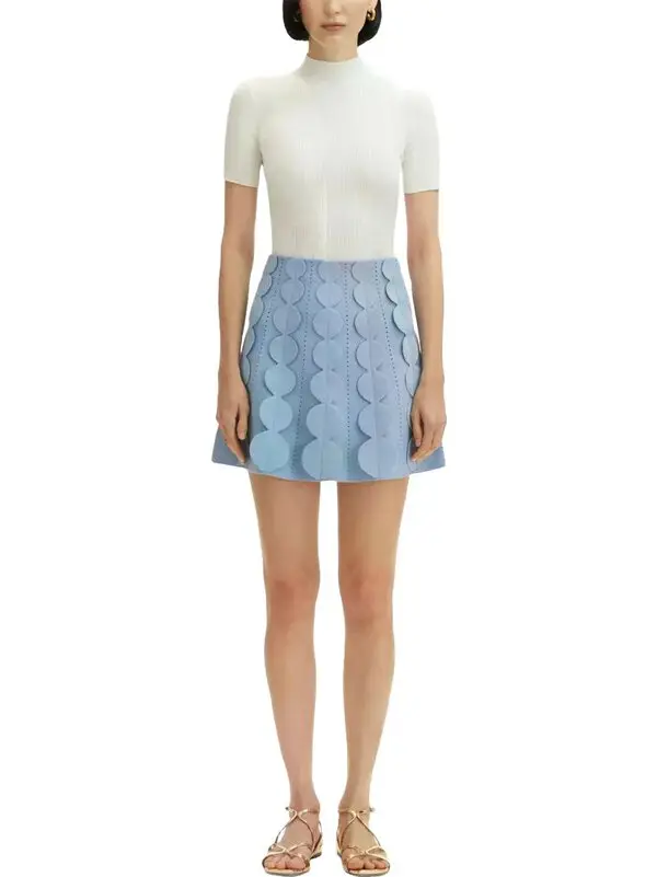 Oscar De La Renta Geometric Circle Knitted Skirt - Blue