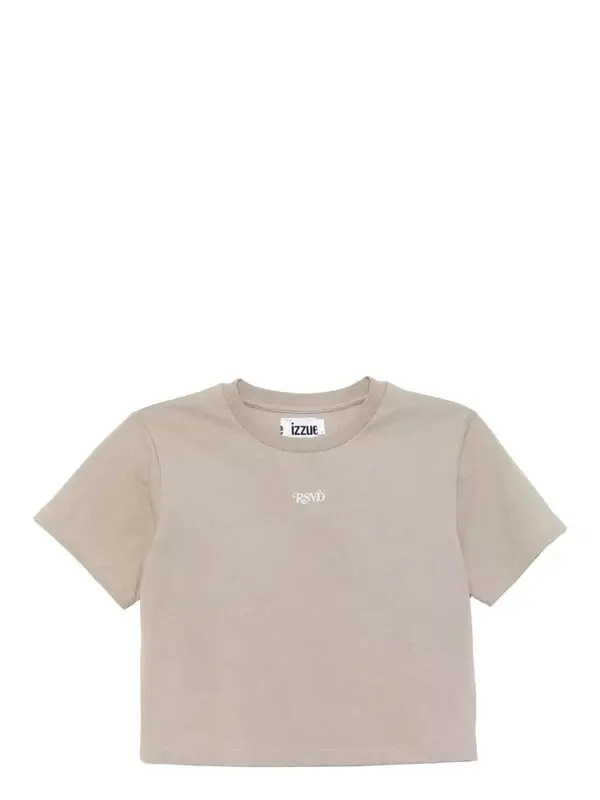 Izzue Embroidered Cropped T-shirt - Neutrals