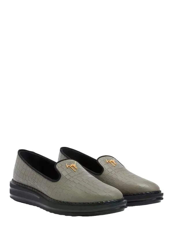 GIUSEPPE ZANOTTI Tim Logo-lettering Loafers - Grey