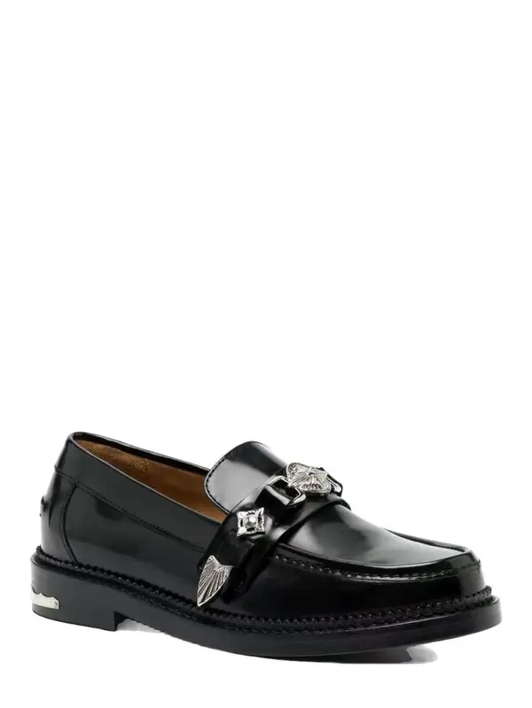 Toga Calf Leather Loafers With Silver-tone Hardware - Black