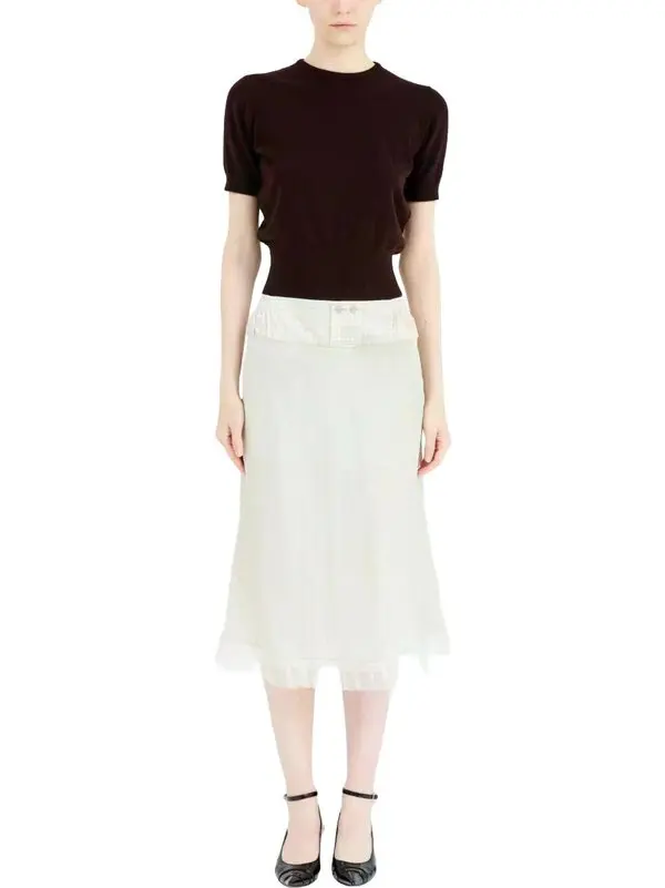 MAISON MARGIELA Checked Midi Skirt - Neutrals