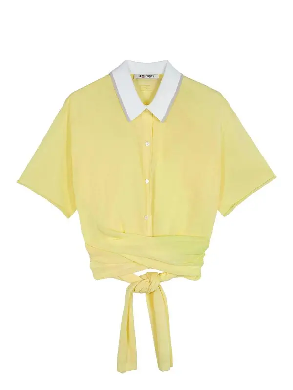 Ports 1961 Butter Wrap Polo Top With Short Sleeves - Yellow