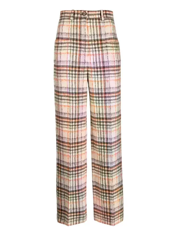 Sonia Rykiel Paris Checked Felted Wool Trousers - Brown