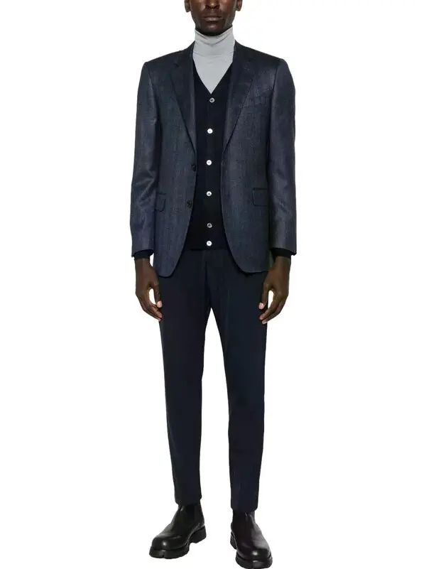 Fedeli V-neck Buttoned Cardigan - Blue