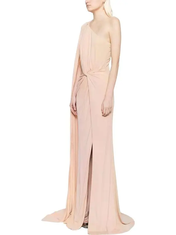 Elie Saab One-shoulder Draped Jersey Gown With Cut-out Detailing - Brown