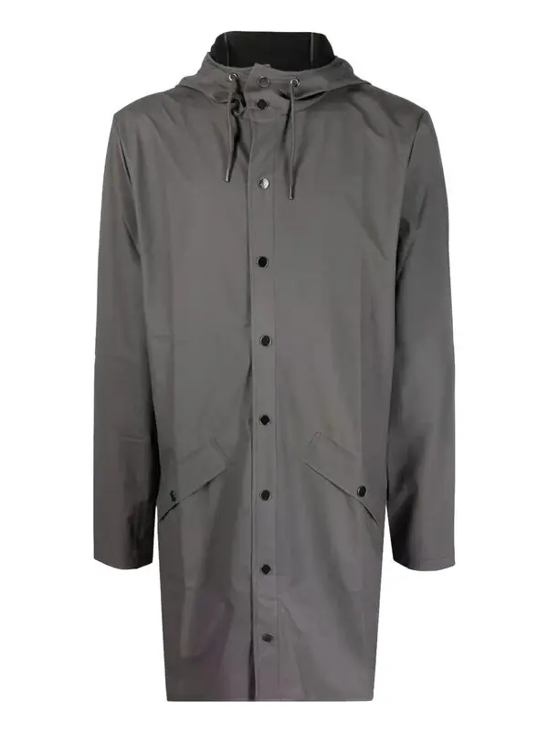 Rains Hooded Stud-fastening Raincoat - Grey