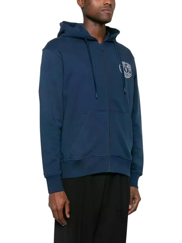 Versace Logo-embroidered Hoodie - Blue