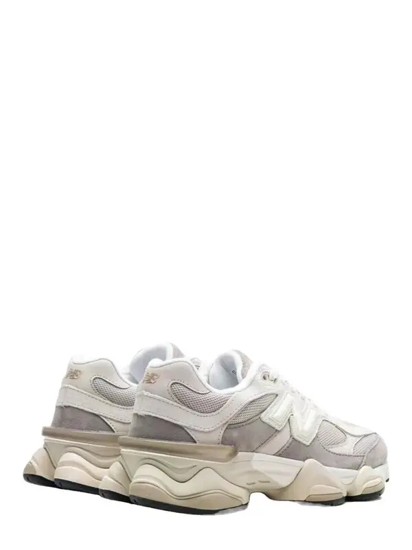 NEW BALANCE 9060 Oatmeal Canvas And Suede Sneakers - Grey