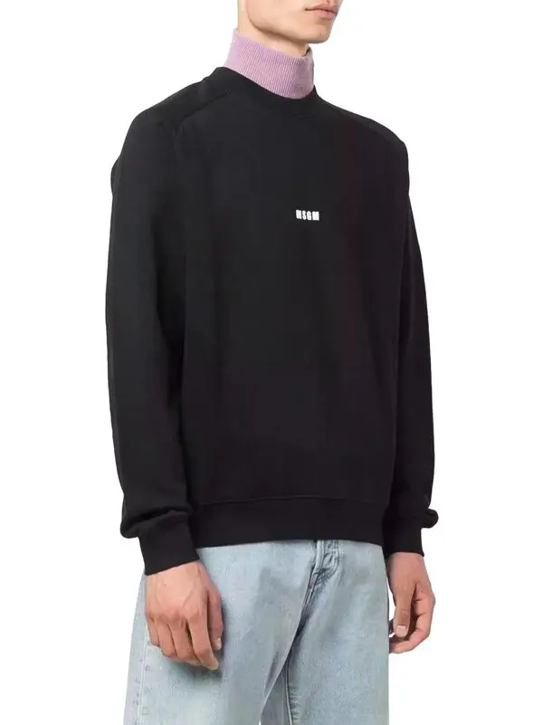 MSGM Logo Print Cotton Sweater - Black