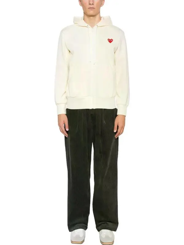 Play Comme Des Garcon Heart-appliqué Hoodie - Yellow