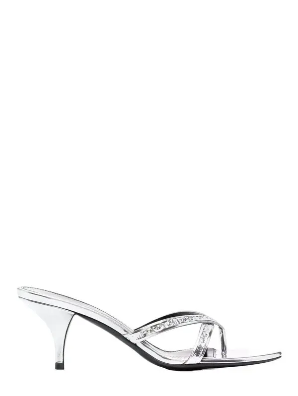 TOM FORD Metallic Leather Sandals With -tone Logo Detail - Silver