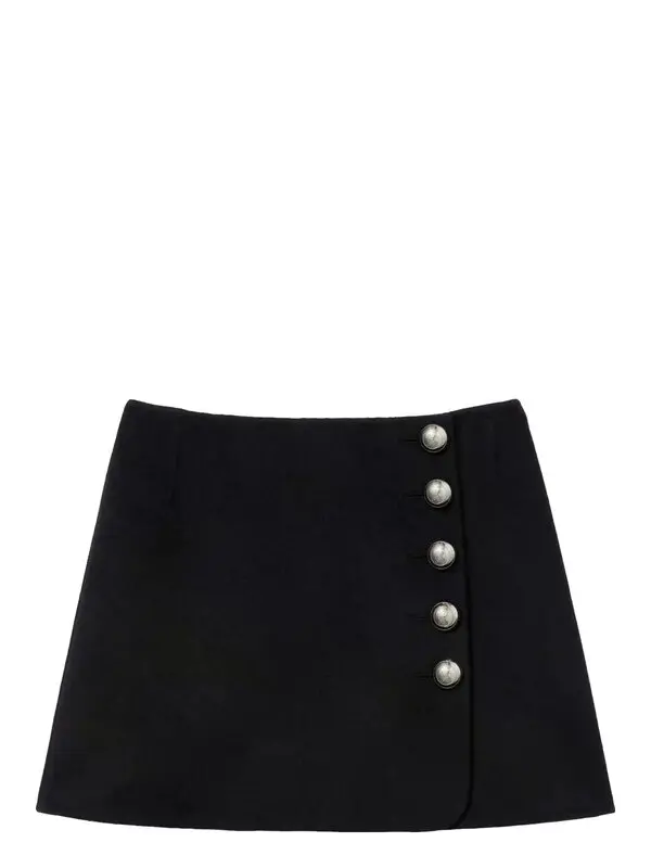 Emilio Pucci Side Button Fastening Wool Miniskirt - Black