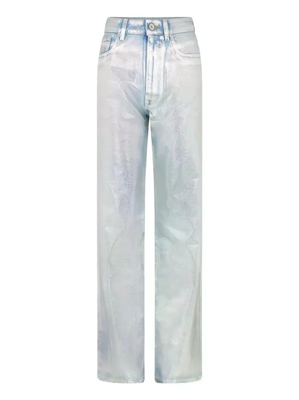Rabanne Metallic-finish Straight-leg Jeans - Silver