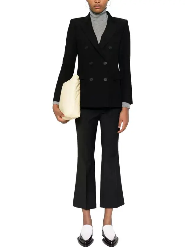 DRHOPE Tailored Flared Wool Blend Trousers - Black
