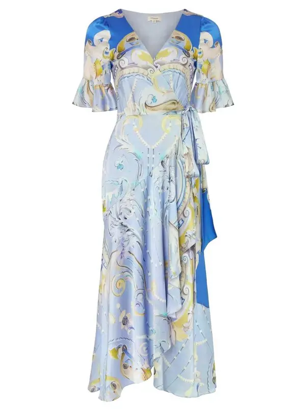 TEMPERLEY LONDON Carline Print Wrap Dress - Blue