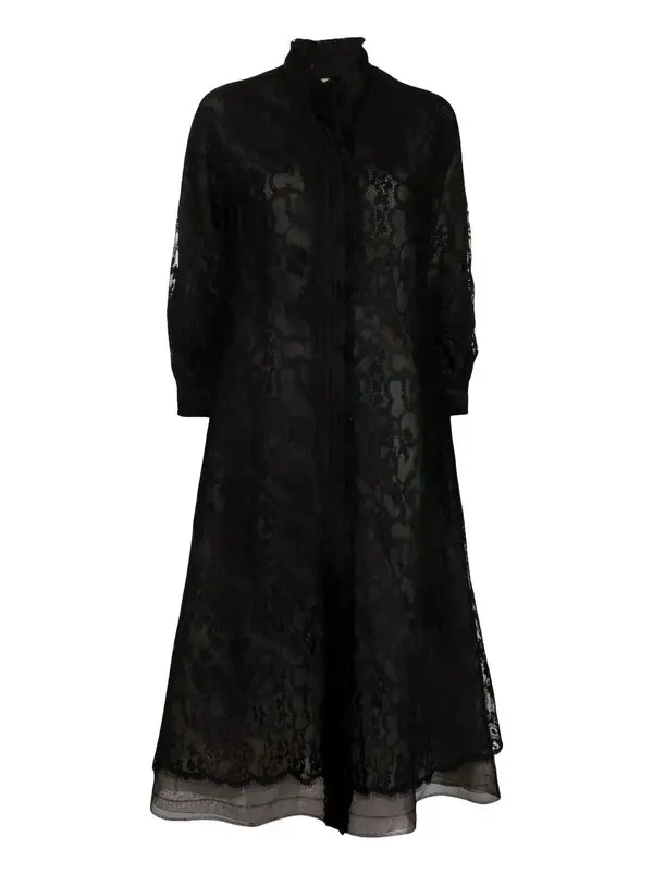 Shiatzy Chen Lace Pleated Single-breasted Coat - Black