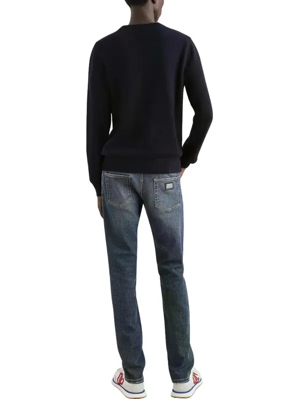 Dolce & Gabbana Logo-appliqué Skinny Jeans - Blue