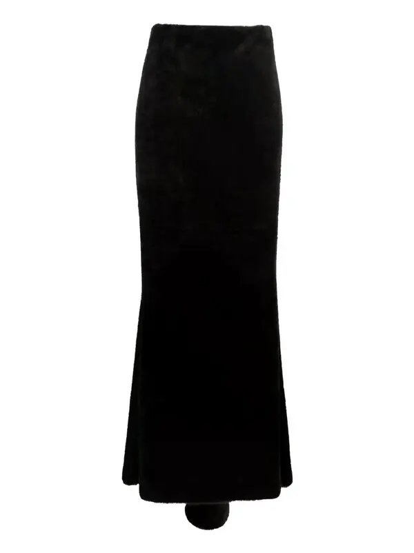 Andamane Faux-shearling Maxi Skirt - Black