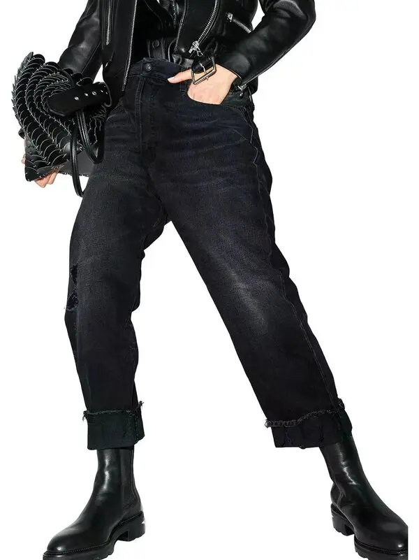 R13 Crossover Cropped Jeans - Black
