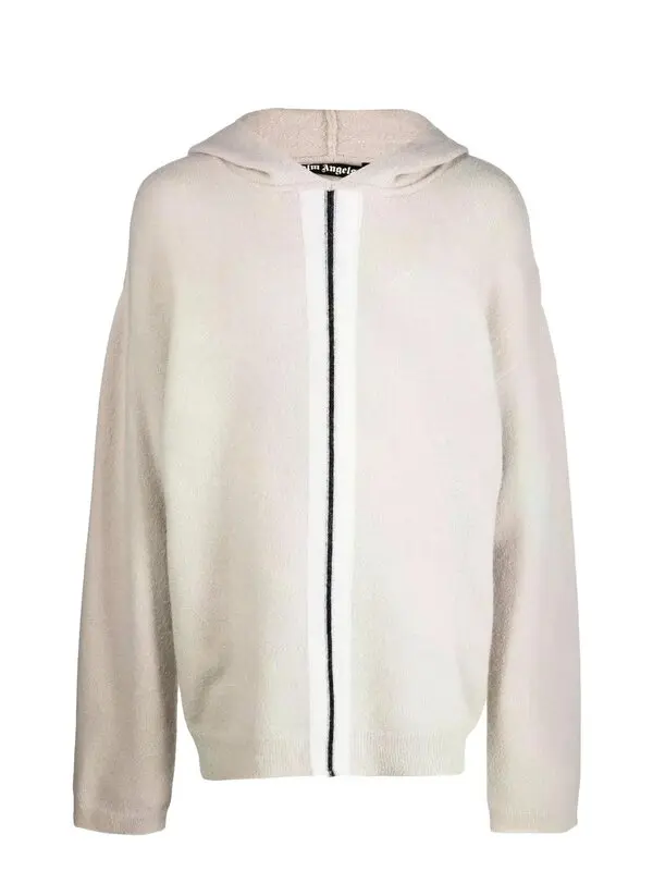 Palm Angels Striped Knit Hoodie - Neutrals