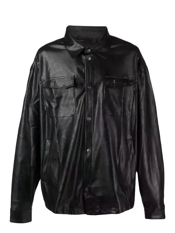 DAILY PAPER Long-sleeved Faux-leather Shirt - Black